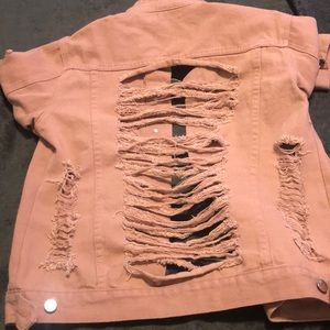 Boohoo | Jackets & Coats | Pink Distressed Jean Jacket | Poshmark